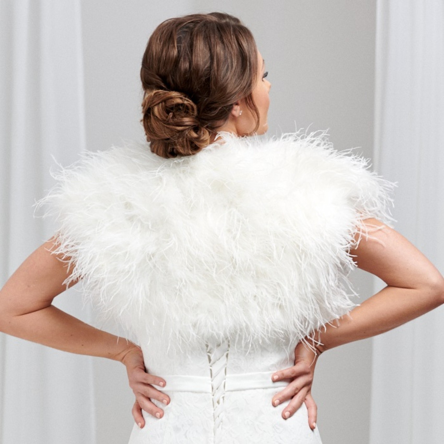 Hayworth Ivory Ostrich Feather Bridal Bolero