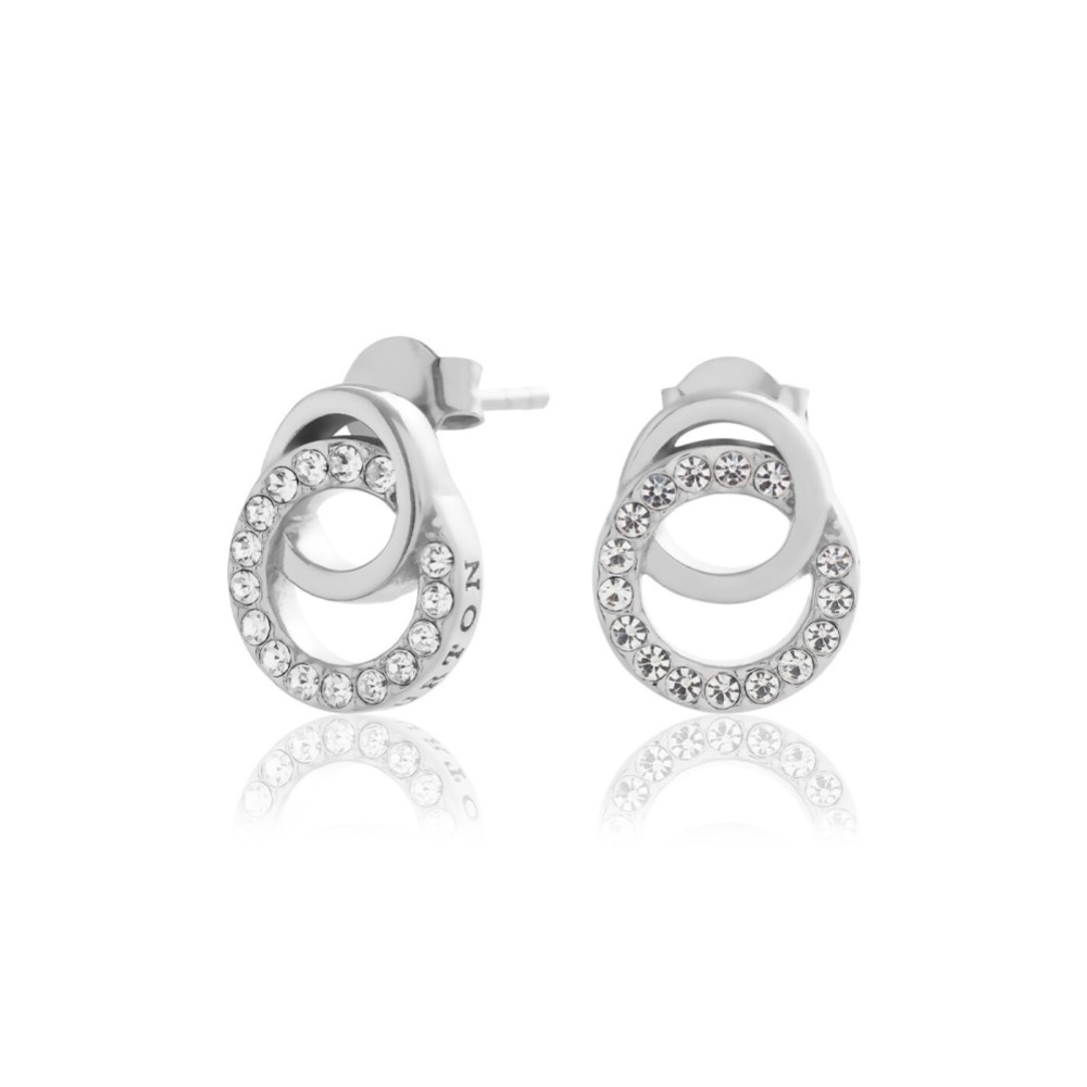 Olivia Burton Bejewelled Silver Interlink Drop Stud Earrings