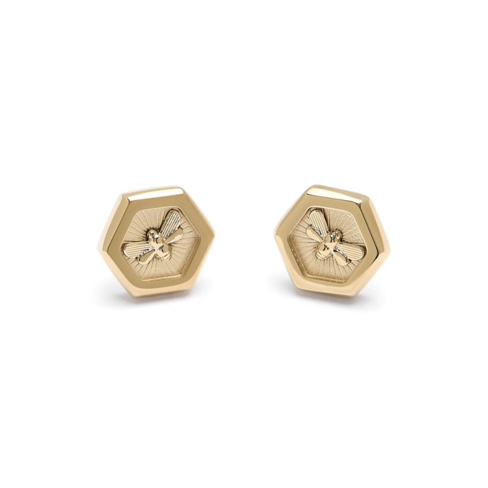 Olivia Burton Minima Bee and Honeycomb Gold Stud Earrings