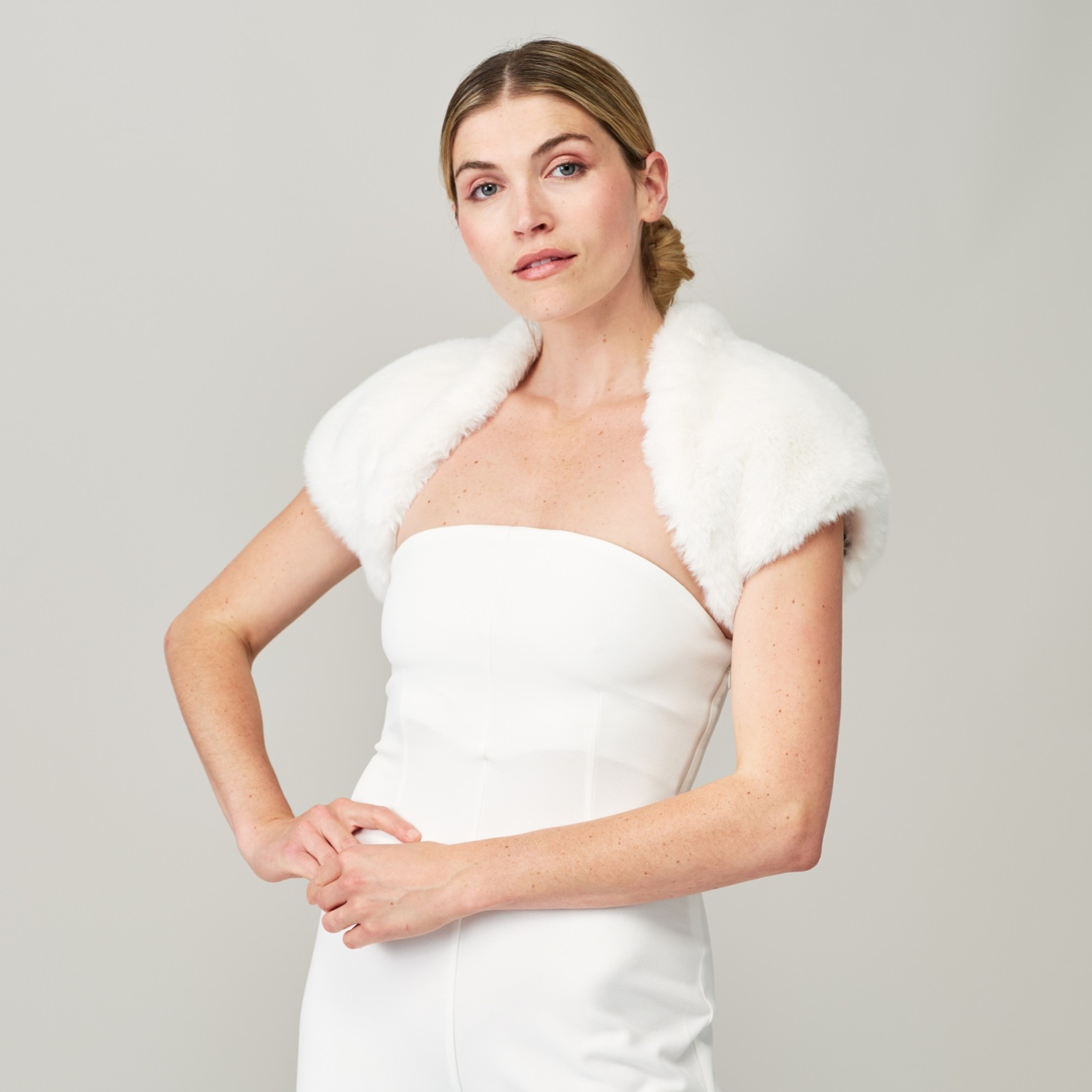 Helen Moore Ivory Faux Fur Bridal Bolero | Lace & Favour